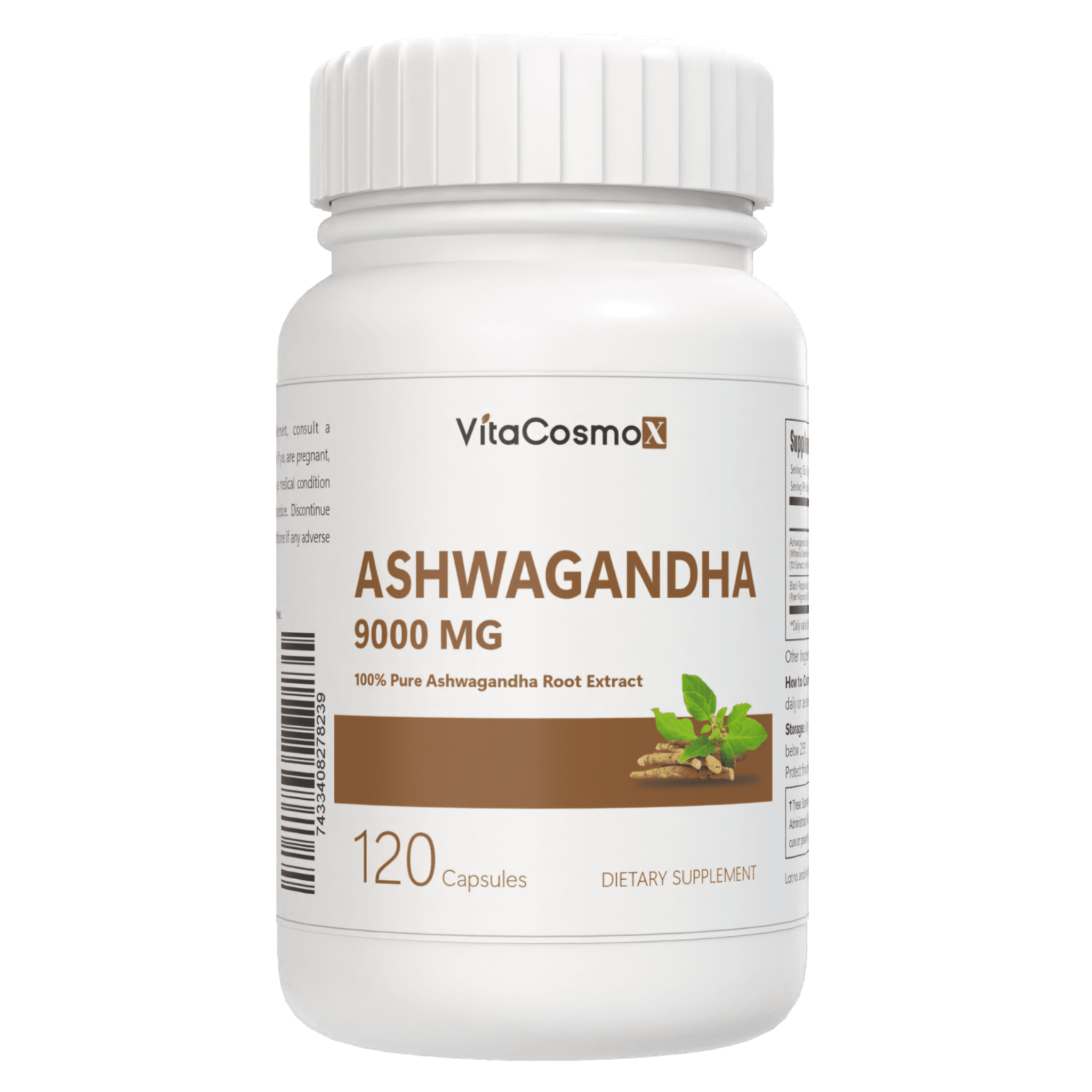 VitaCosmoX Ashwagandha Root Extract – 120 Vegan Capsules